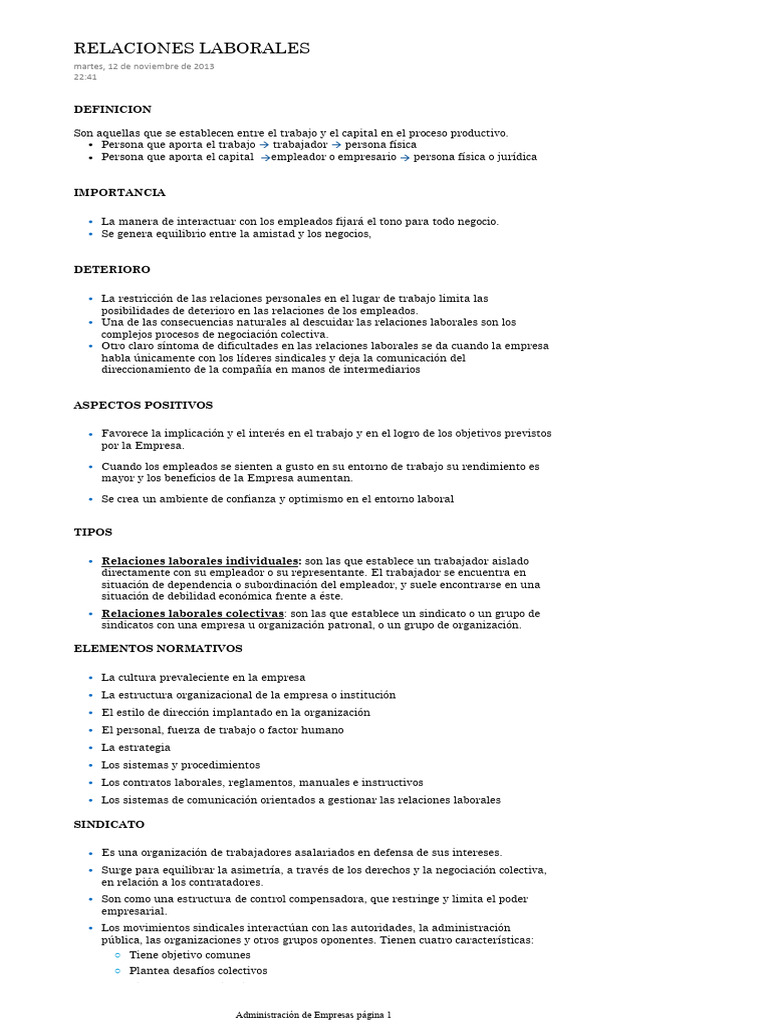 Relaciones Laborales | PDF | Relaciones laborales | Derecho laboral