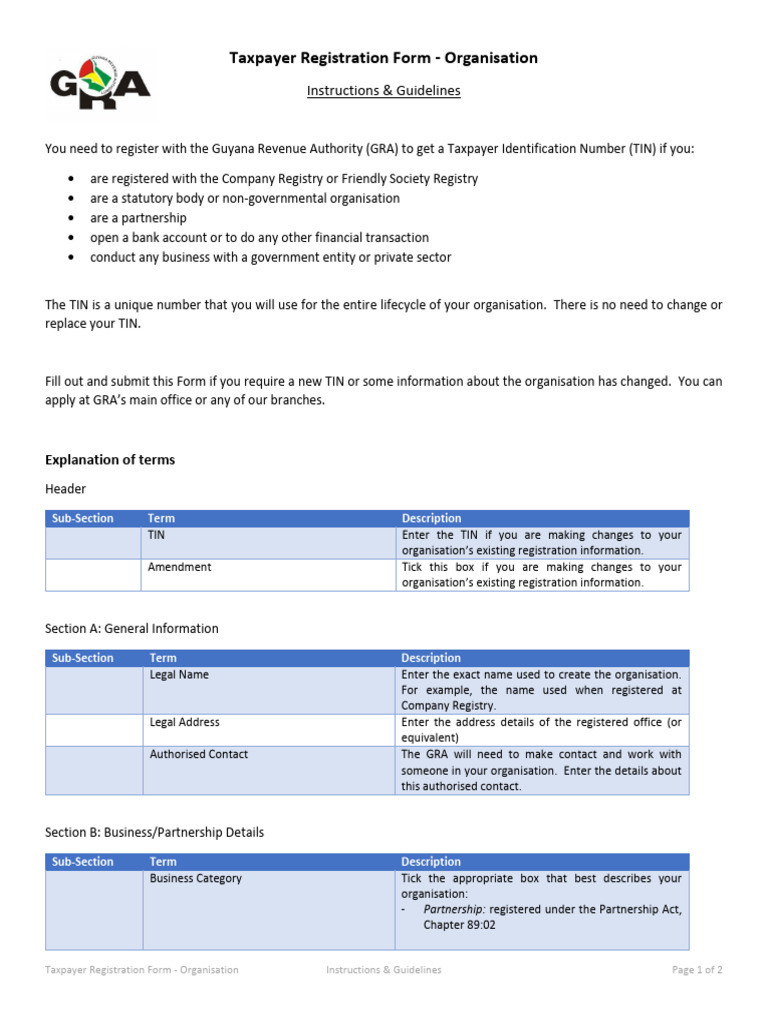 TIN Registration Guide for Organizations | PDF | Business | Private Law