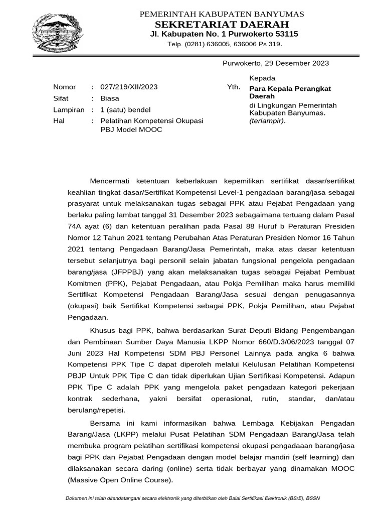 Pelatihan Kompetensi PBJ MOOC | PDF