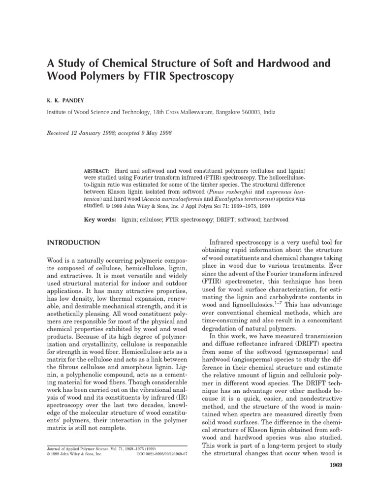A Study of Chemical Structure of Soft and Hardwood and Wood Polymers by ...