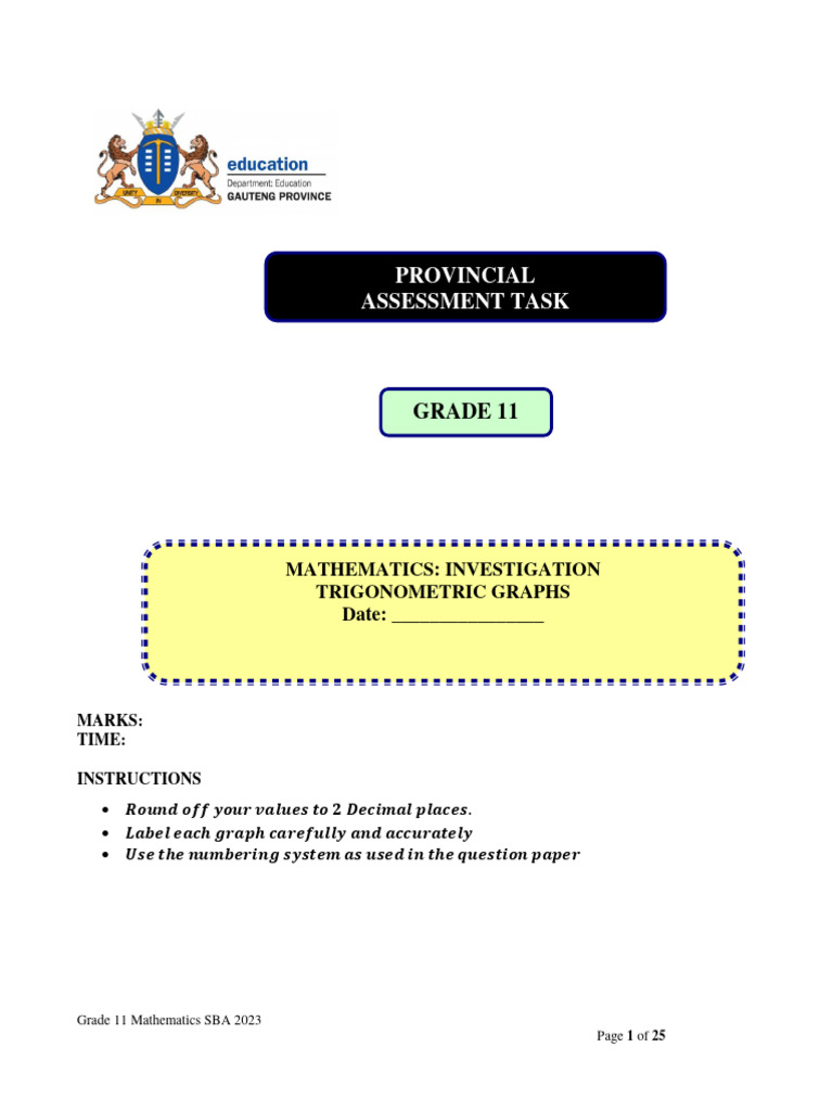 GR 11 2023 T1 Investigation & Memo Trigonometry | PDF | Trigonometry | Function (Mathematics)