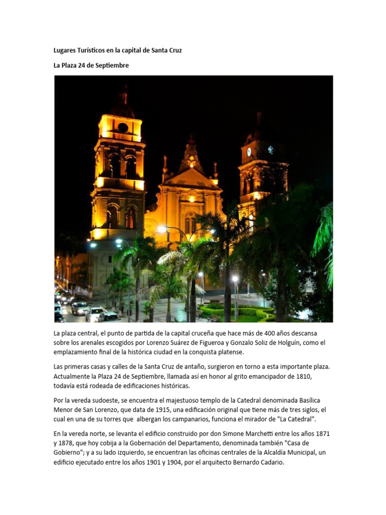 Lugares Turísticos en La Capital de Santa Cruz | PDF