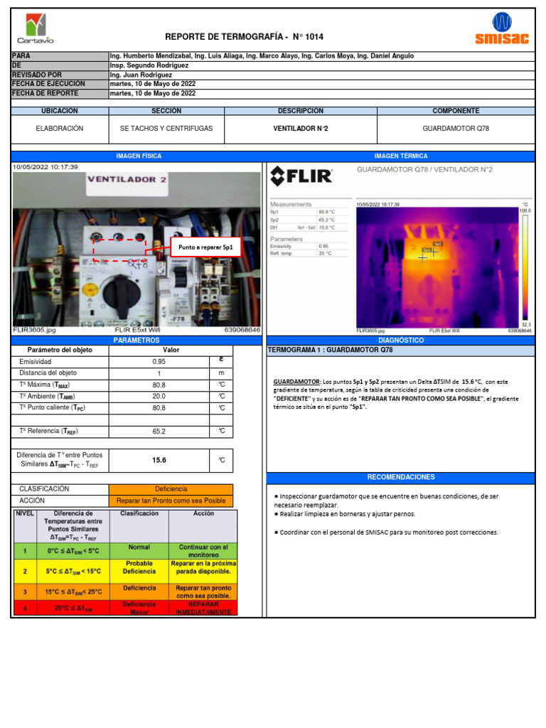 Informe Termográfico Guardamotor Q78 | PDF | Termodinámica | Fenómenos ...