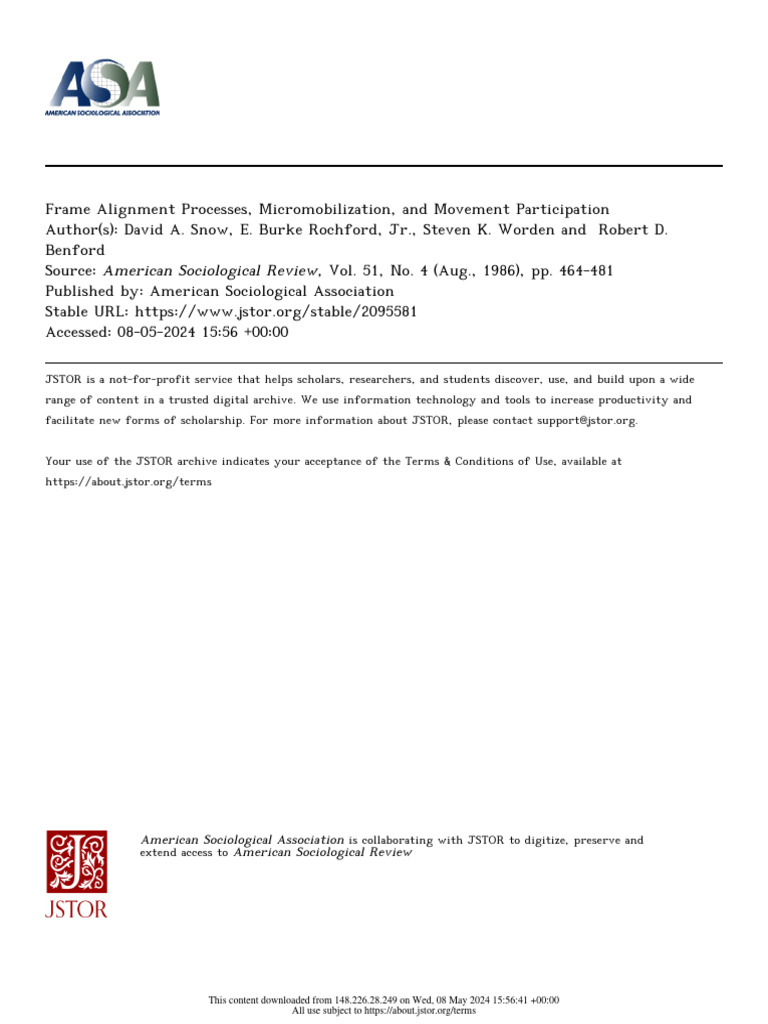 Frame Alignment Processes, Micromobilization, and Movement ...