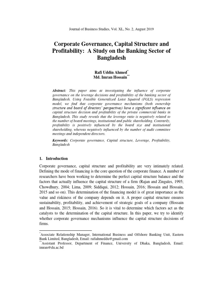 Rafi Uddin Ahmed & Md. Imran Hossain | PDF | Capital Structure ...