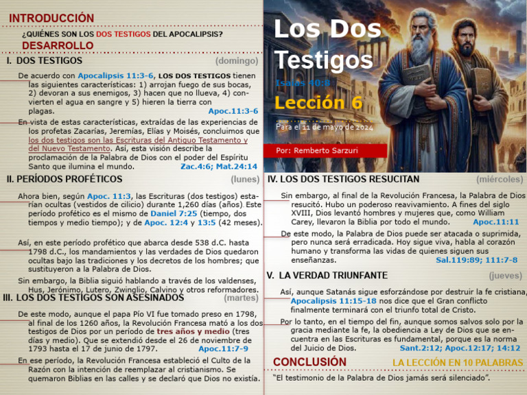 Lección 6. LOS DOS TESTIGOS | PDF | Biblia | Libro de revelación