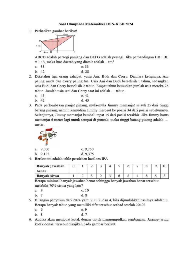 Soal Olimpiade Matematika OSN 2024 | PDF