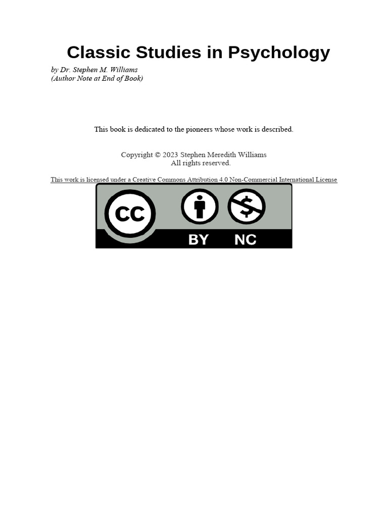 Classic Studiesin Psychology | Download Free PDF | Psychology | Epilepsy