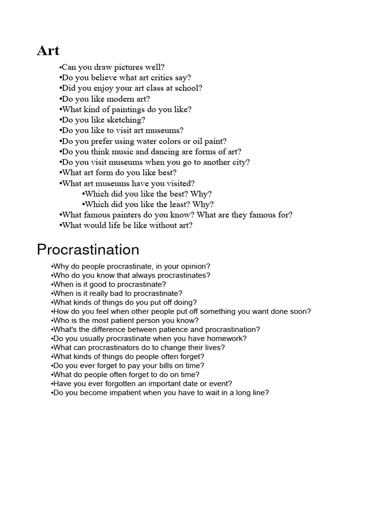Speaking Art Procrastination | PDF