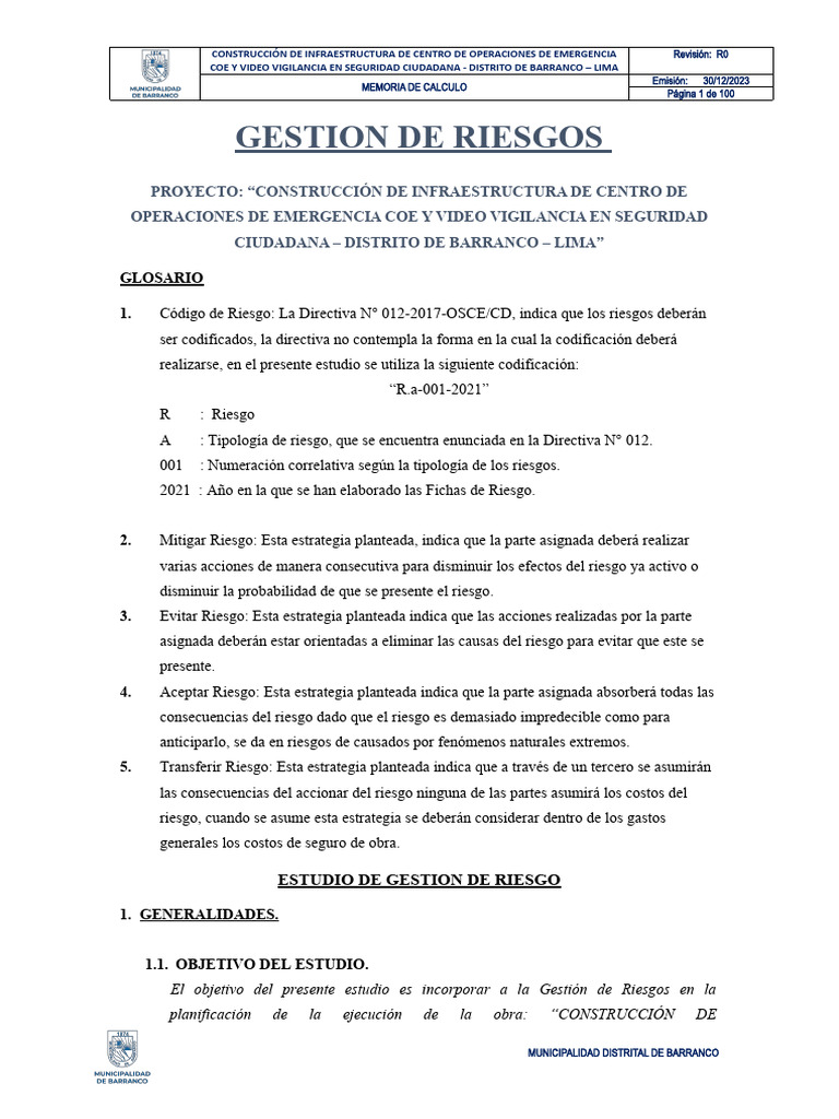Gestión de Riesgos en Infraestructura COE | PDF | Lima