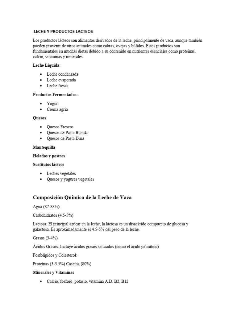 Leche y Productos Lacteos | PDF | Leche | Productos lácteos