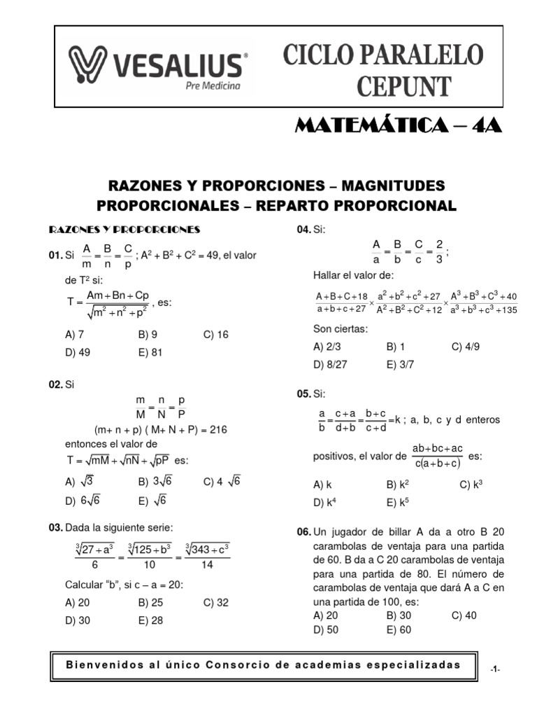 Mate. (04 A) Razones y Proporciones - Magnitudes Proporcionales ...