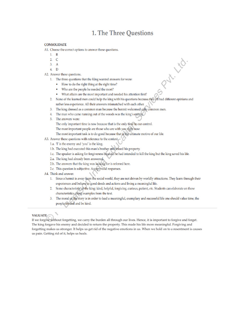 Answer Keys PT1 Literature | PDF
