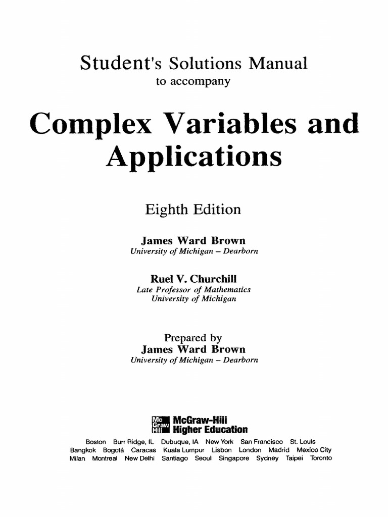 Brown J., Churchill R. - Complex Variables and Applications, Student Solutions Manual-MGH (2008 ...