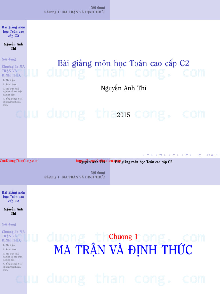 Toan-C2 - Nguyen-Anh-Thi - C2-C1-Ma-Tran-Va-Dinh-Thuc - (Cuuduongthancong - Com) | PDF | Career ...