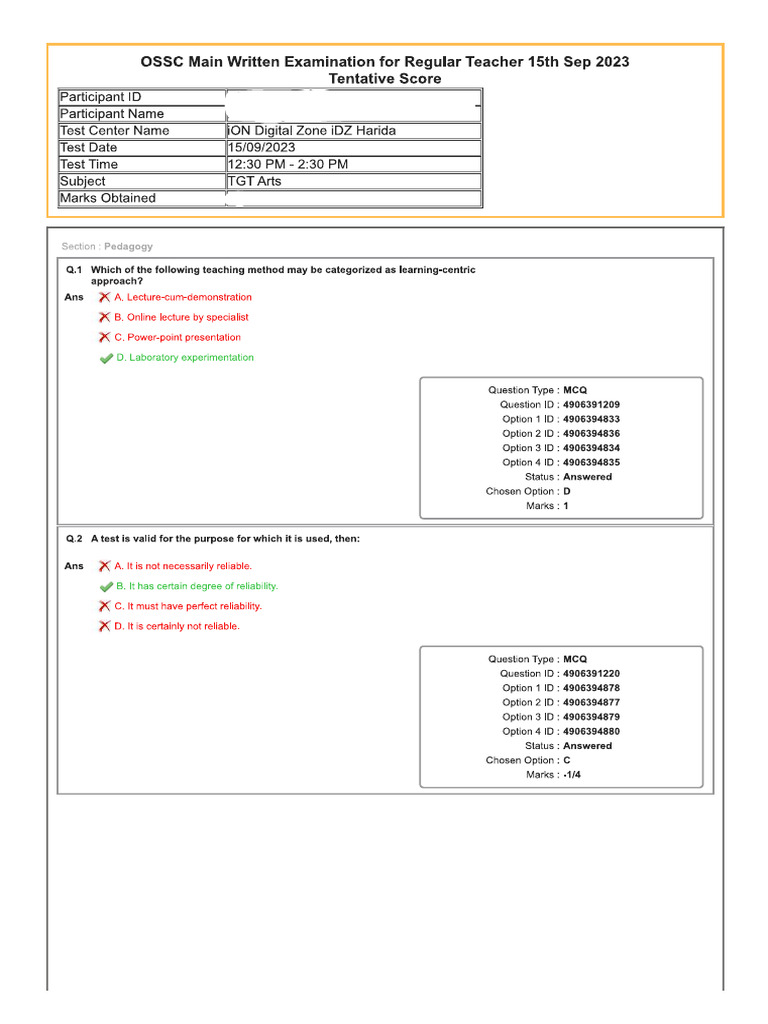 RHT MAINS 2023 ARTS Examination | PDF