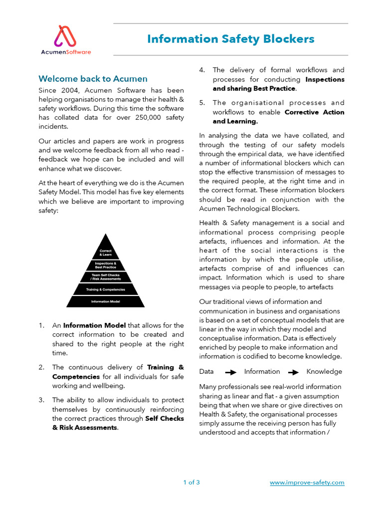 Paper 6 Information Blockers To Safety | PDF | Information | Communication