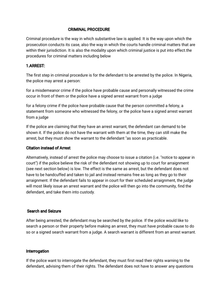 Overview of Criminal Procedure Steps | PDF