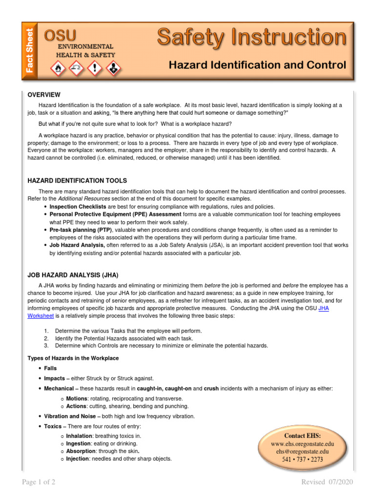 Hazard Identification and Control Si | PDF | Personal Protective ...