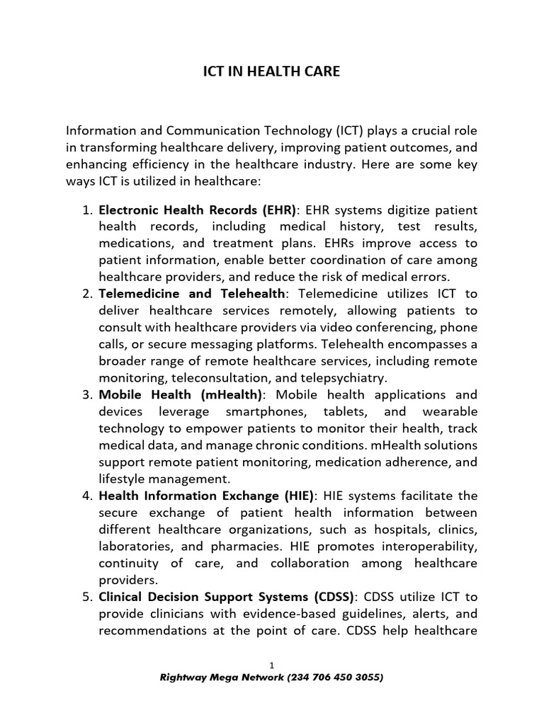 Ict in Health Care | PDF | Health Care | Electronic Health Record