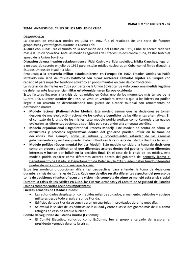Analisis Del Conflicto de Los Misiles de Cuba | PDF | Crisis de los ...