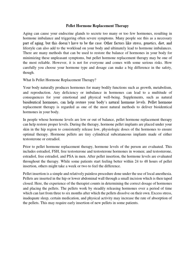 Hormone Pellet Therapy Pdf Bioidentical Hormone Replacement Therapy