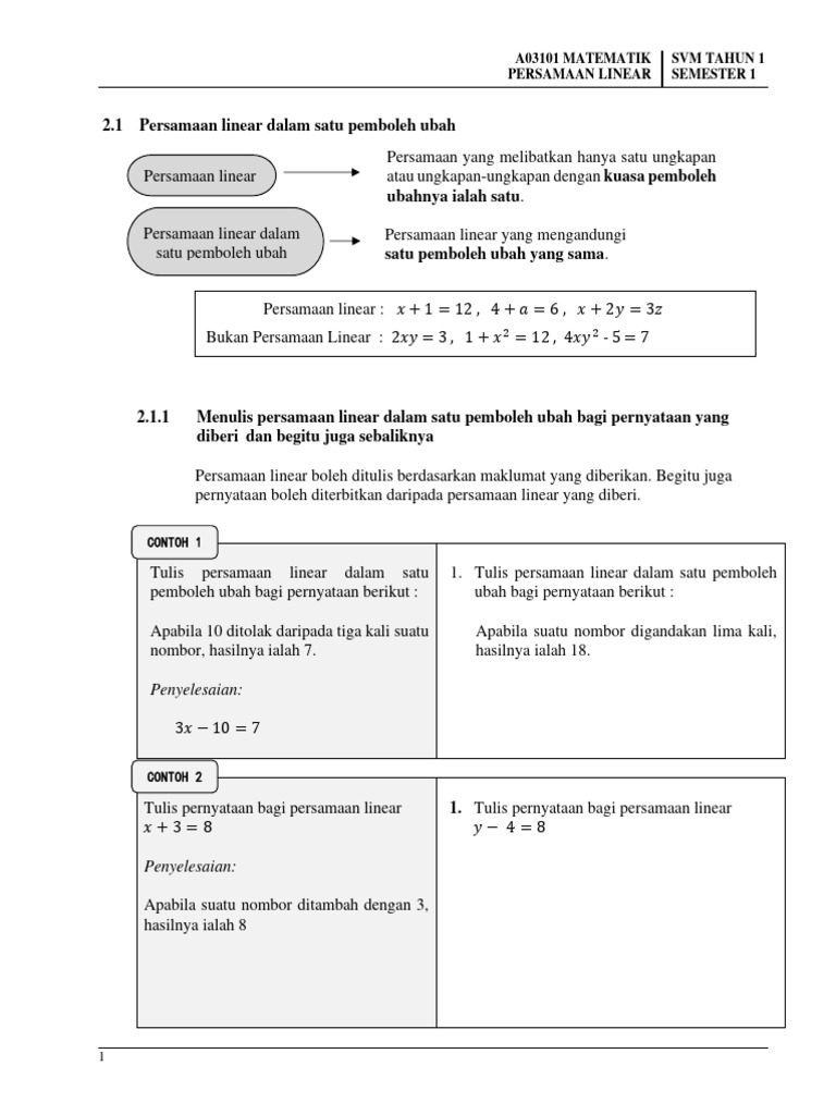 Modul 2 Persamaan Linear | PDF