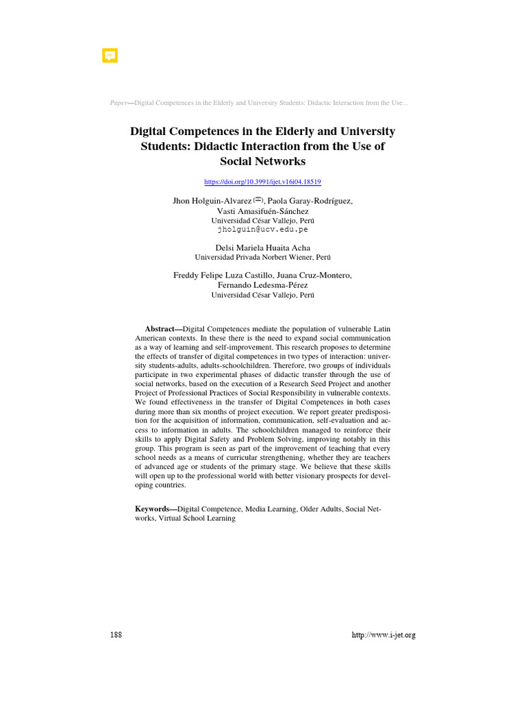 Artículo Digital Competences in The Elderly and University Students ...