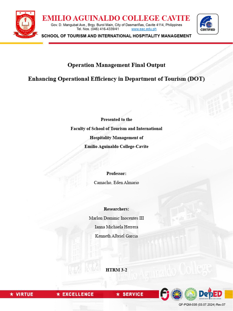 Enhancing DOT Operational Efficiency | PDF | Tourism | Sustainability