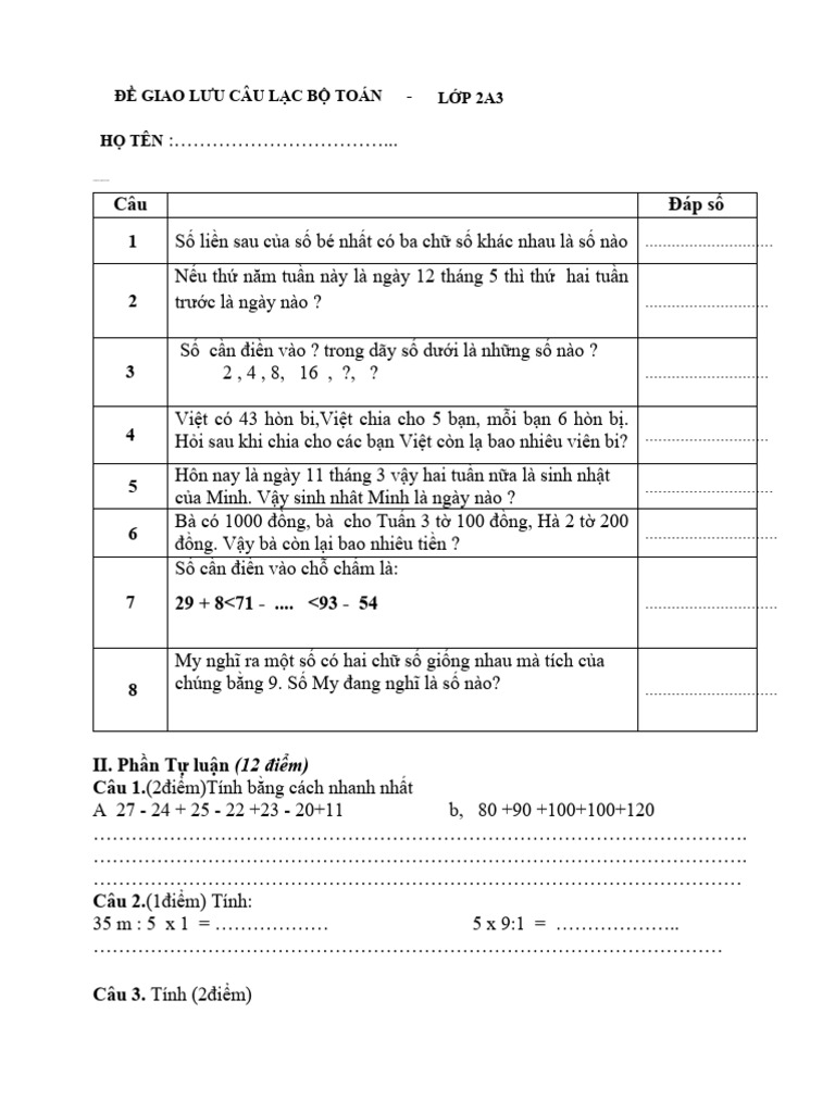 Toán Giao Luu 2 | PDF