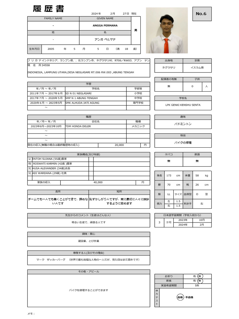 (Contoh Sample CV) Angga Permana | PDF