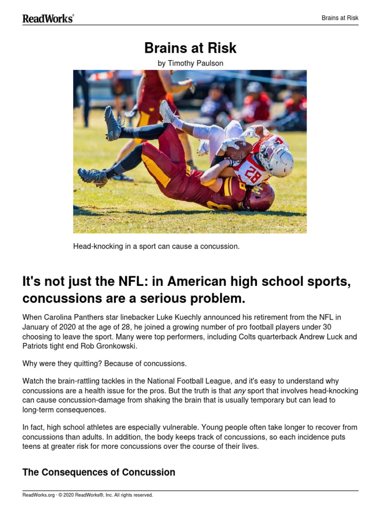 brains at risk | PDF | Concussion | Concussions In American Football