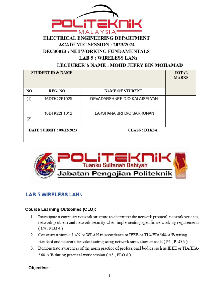 Lab 5 Networking Final Ans | PDF | Computer Network | Wireless Lan