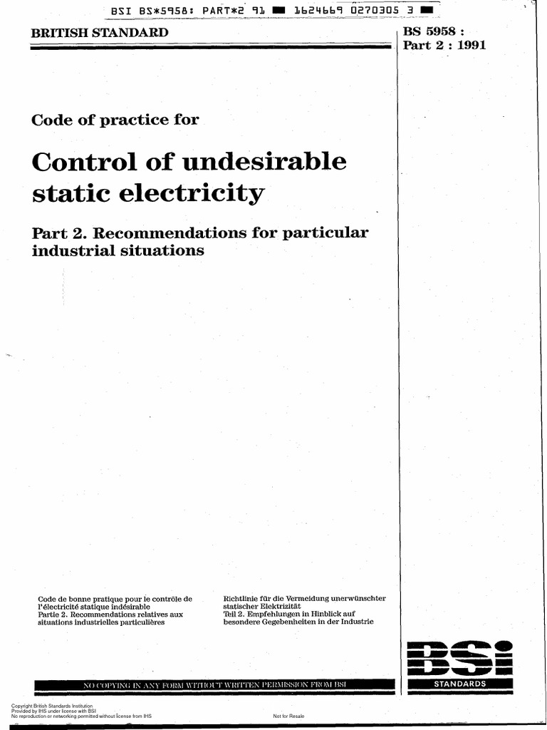 BS 5958-2 | PDF | Electrical Resistivity And Conductivity ...