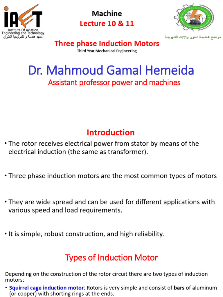 Lecture 10 & 11 Three Phase Induction Motor | PDF | Electric Motor | Materials Science