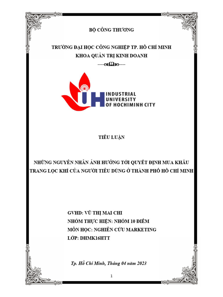 Tiểu Luận Nghiên cứu Marketing IUH | PDF