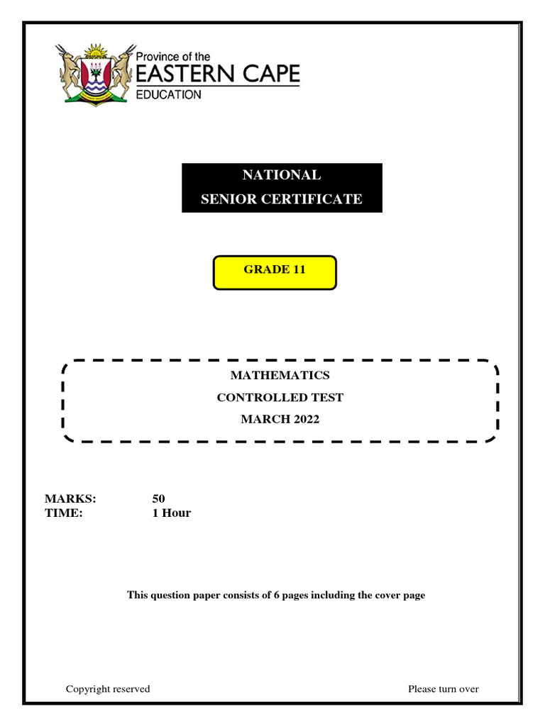 1 - Grade 11 Term 1 Controlled Test 2022 | PDF | Circle | Mathematics