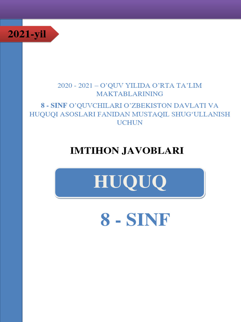 8 Sinf Huquq Namuna | PDF