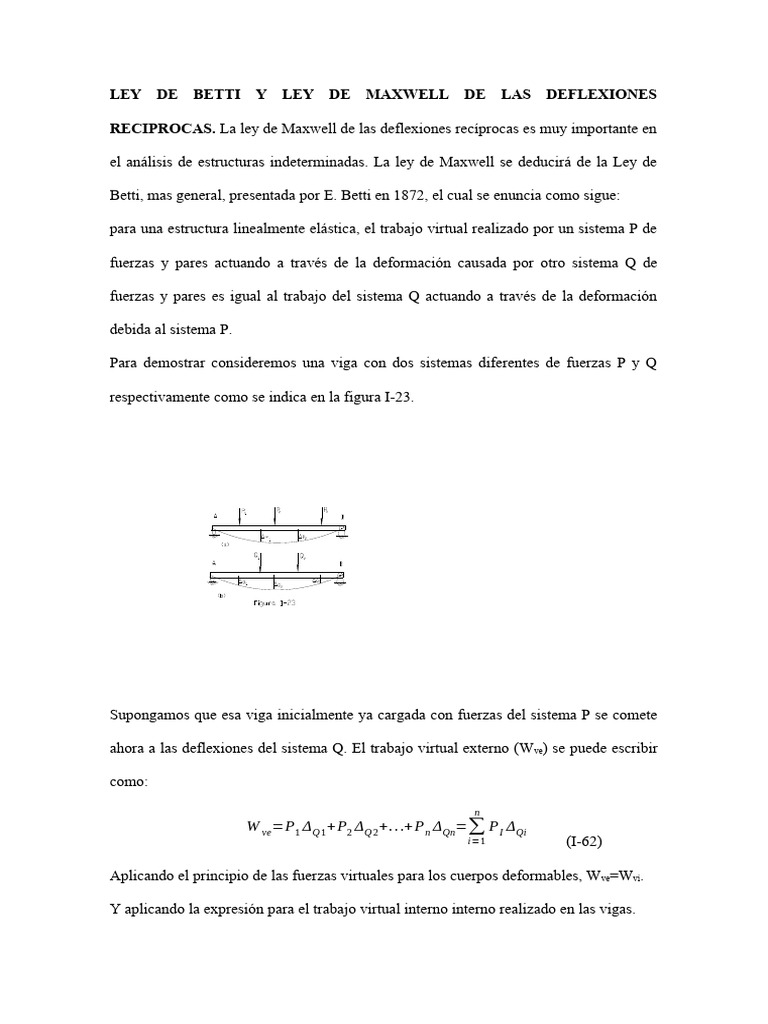 Ley de Betti y Ley de Maxwell de Las Deflexiones Reciprocas | PDF ...