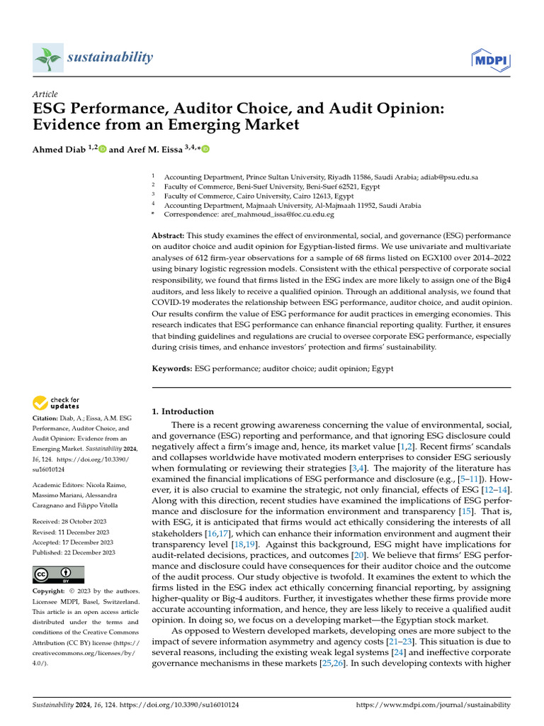 Sustainability 16 00124 | PDF | Corporate Social Responsibility | Audit