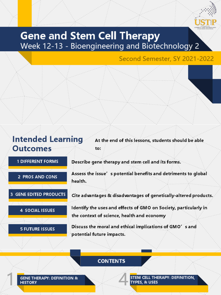 Week 12-13 Part 2 Gene Therapy Stem Cell Therapy | PDF | Viral Vector ...