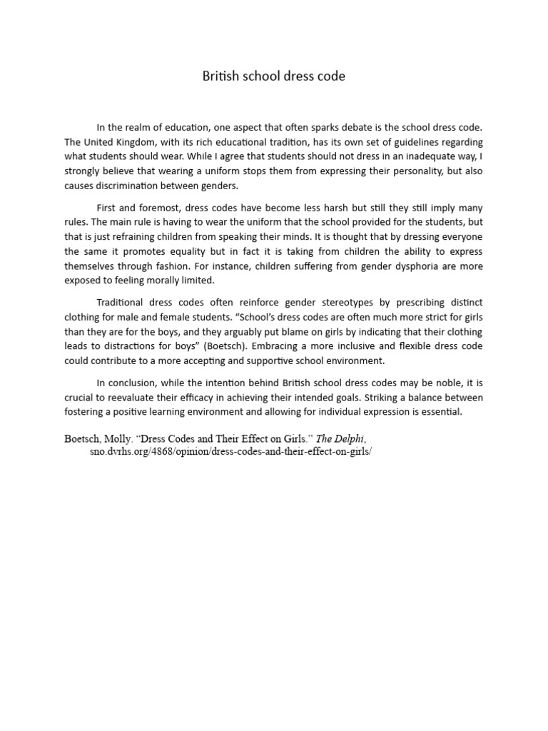 British School Dress Code | PDF | Wellness