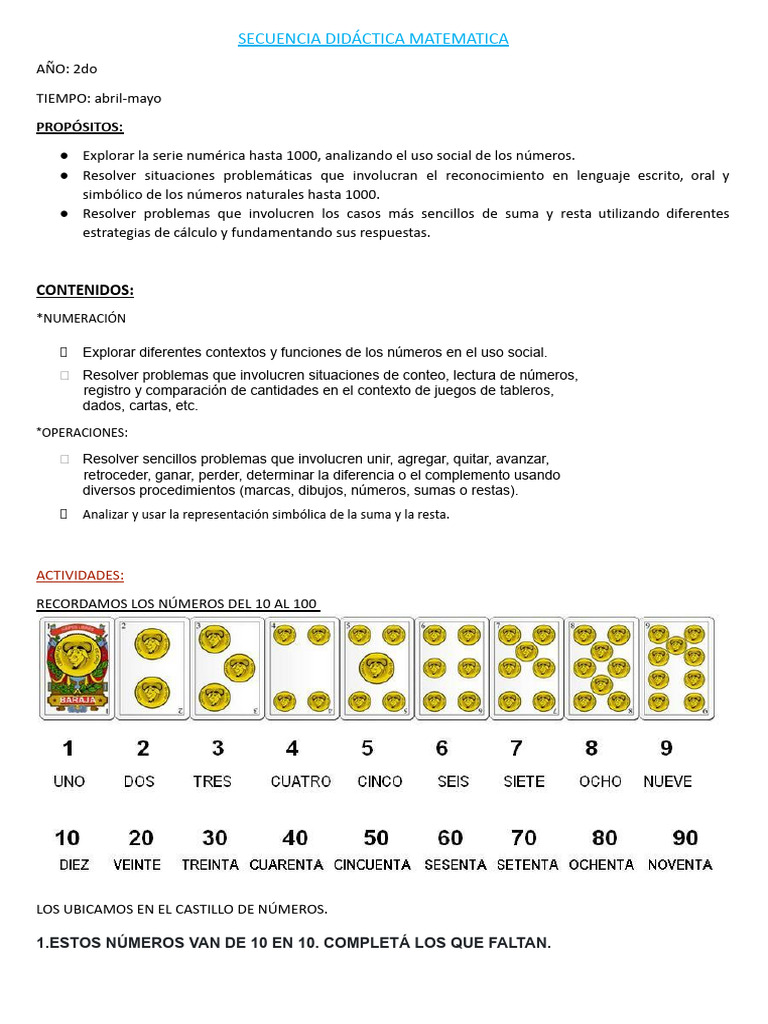 Secuencia Numeros. 2do | PDF | Matemáticas