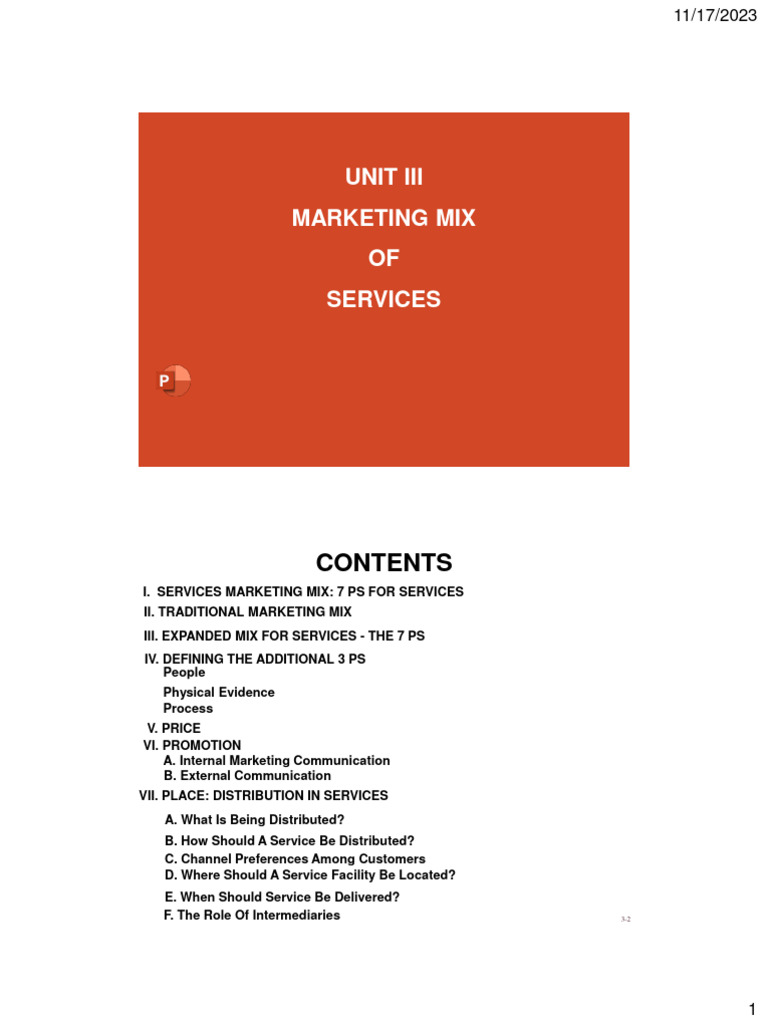 Unit III - Marketing Mix of Services | PDF | Marketing | Demand
