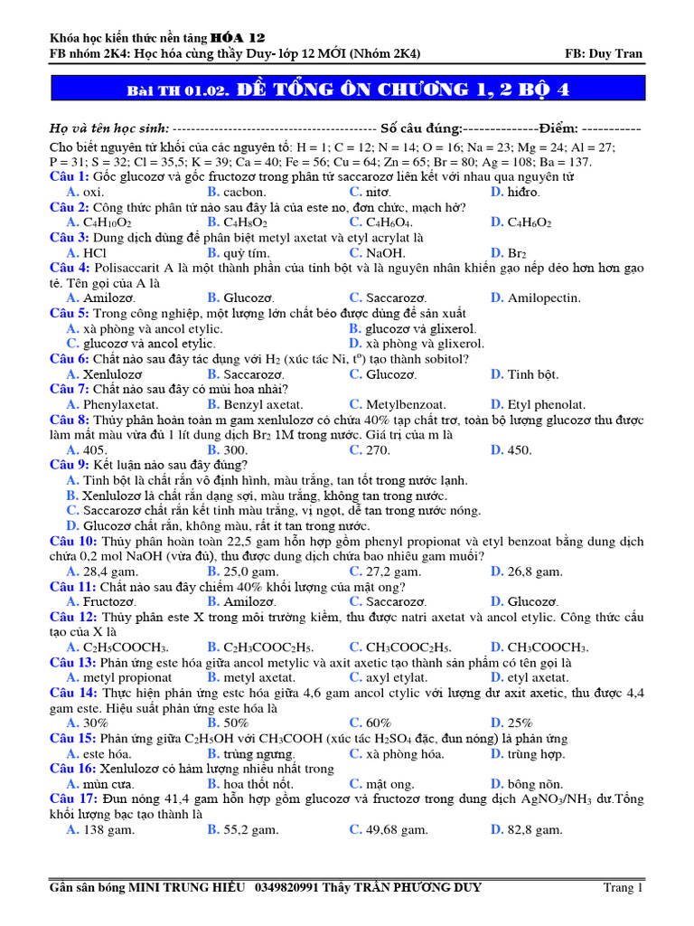 BÀI TH 02. TỔNG ÔN CHƯƠNG 1, 2 BỘ 4 (ĐỀ) | PDF