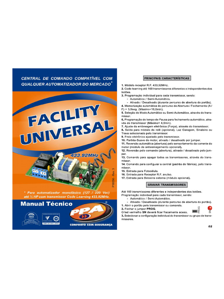 Esquemas Manual Tecnico Facility Universal Rev3 | PDF