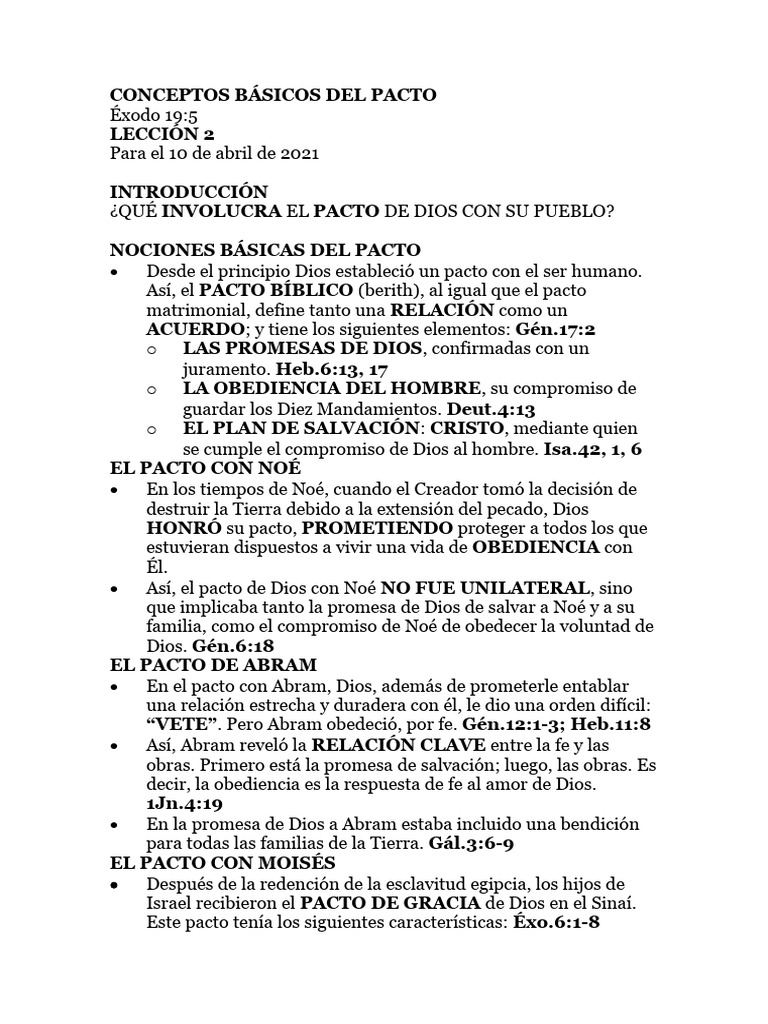 Lección 1. Conceptos Básicos Del Pacto | PDF | Salvación | Creencia ...