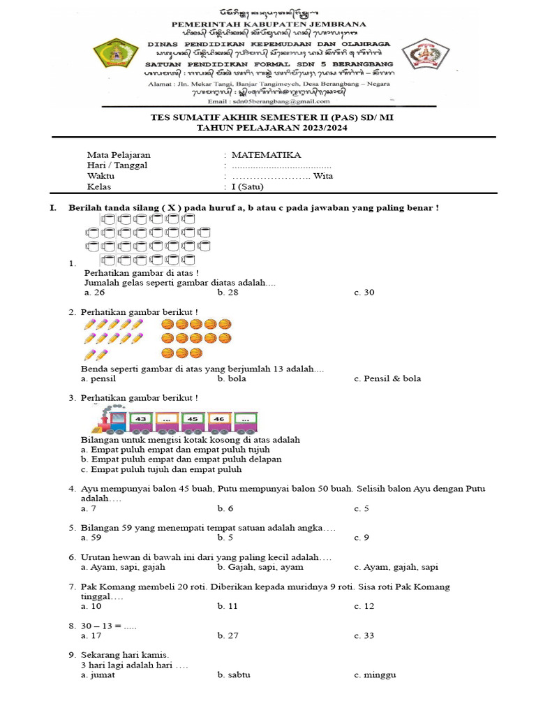 Soal Sumatif Kelas 1 | PDF | Metode & Bahan Ajar