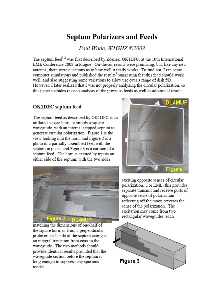 Septum Antenna | Download Free PDF | Polarization (Waves) | Antenna (Radio)