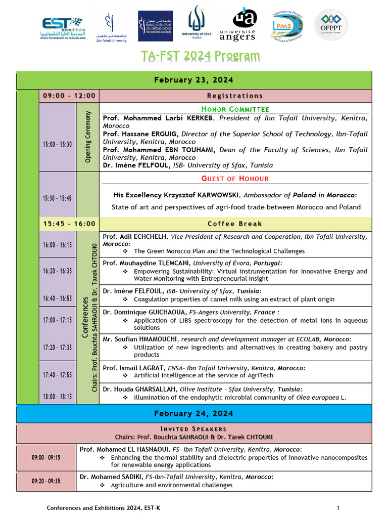 Final Program Conference TA FST 24 HACKATHON | PDF | Morocco | Bacteria